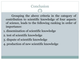 Criteria for evaluating an educational blog as a scientific one | PPT