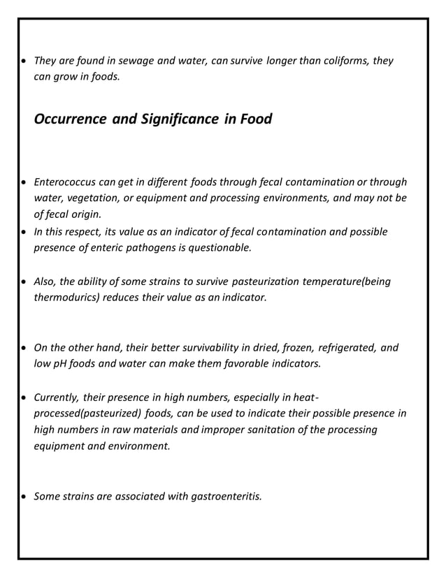 Criteria for ideal indicators for pathogenic microorganisms in food