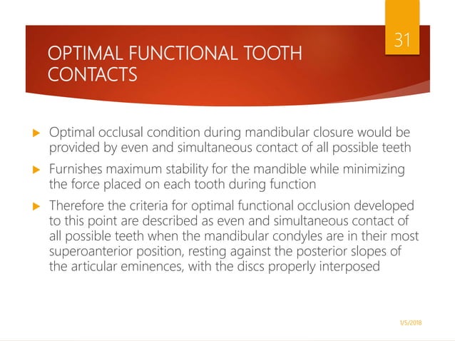 Criteria for optimum functional occlusion | PPTX