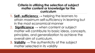 CURRICULUM AND DEV. Criteria for Selecting Content.pptx