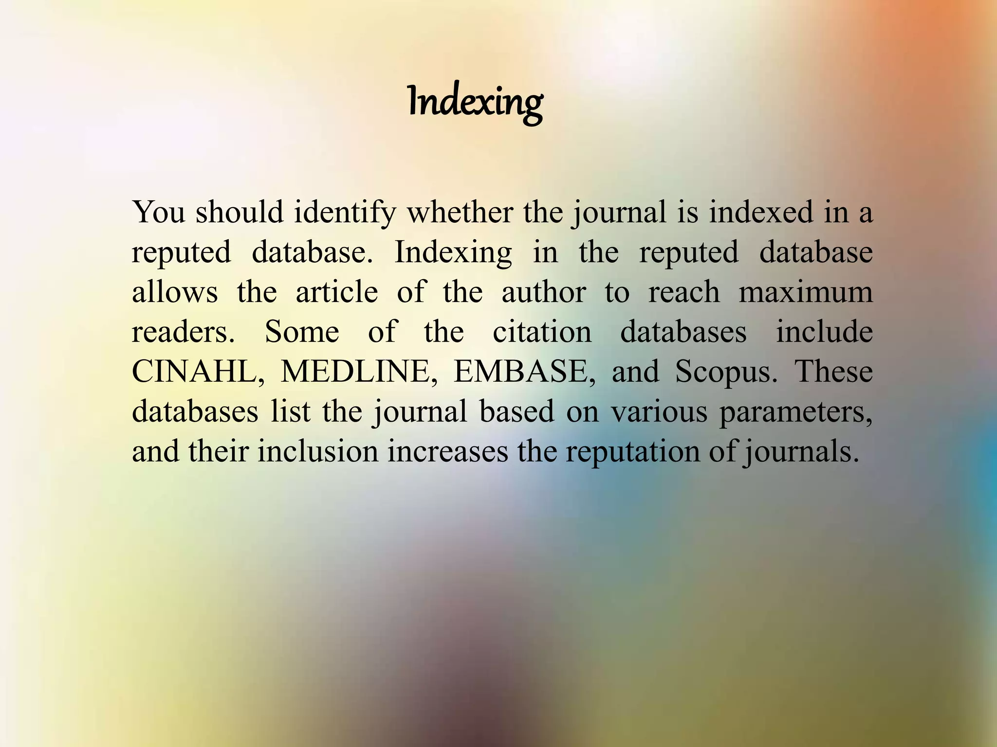 Criteria for Selecting Journal for Publication | PPTX