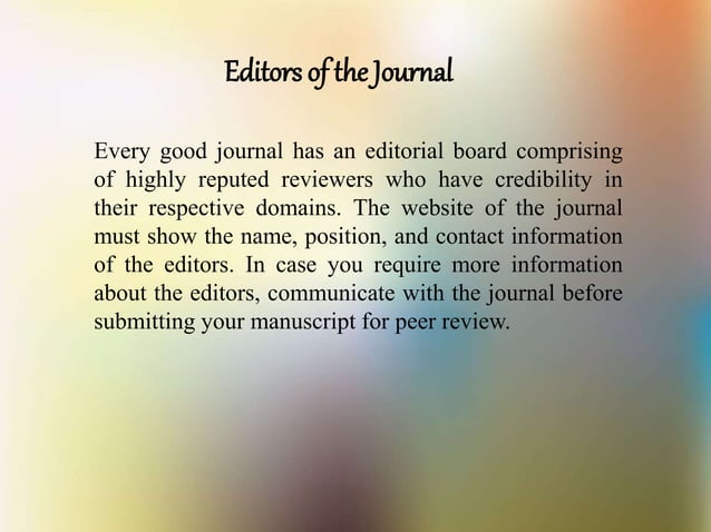 Criteria for Selecting Journal for Publication | PPTX