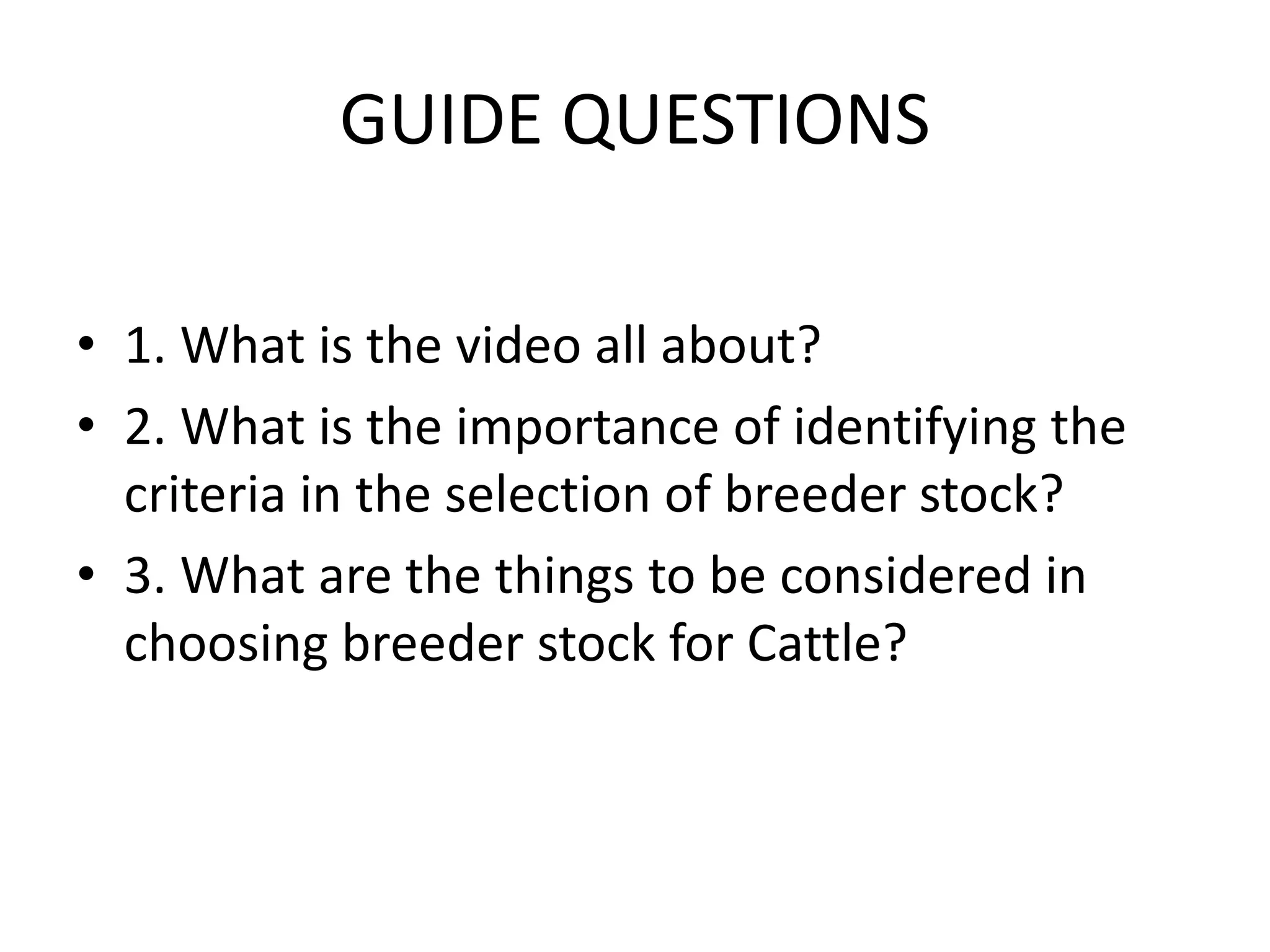 Criteria for selection of a good replacement breeder stock | PPTX