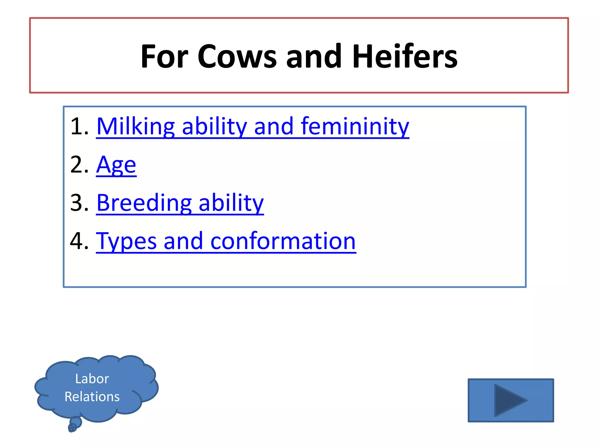 Criteria for selection of a good replacement breeder stock | PPTX