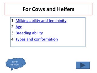 Criteria for selection of a good replacement breeder stock | PPTX