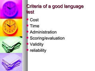 Criteria of a good language test | PPT