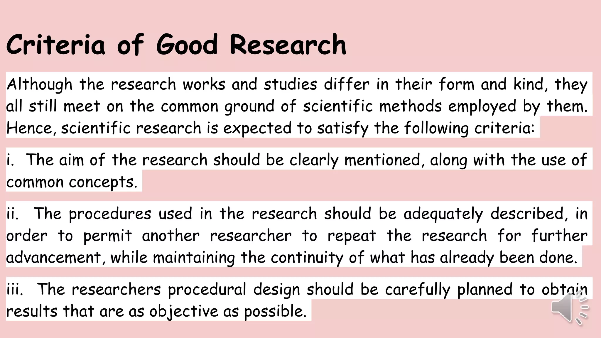 Criteria of a good research | PPTX