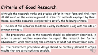 Criteria of a good research | PPTX