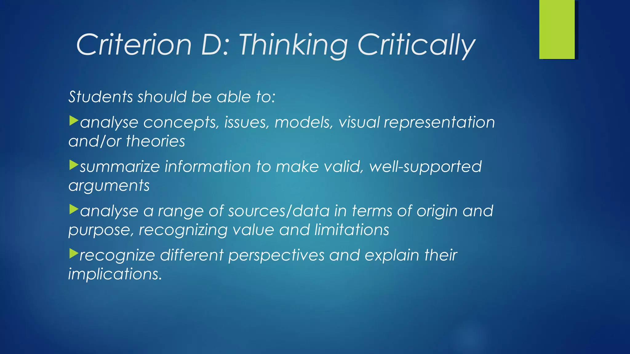 Myp Individuals And Society Criteria Of Assessment Ppt