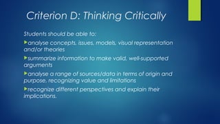 MYP Individuals and Society Criteria of assessment | PPT