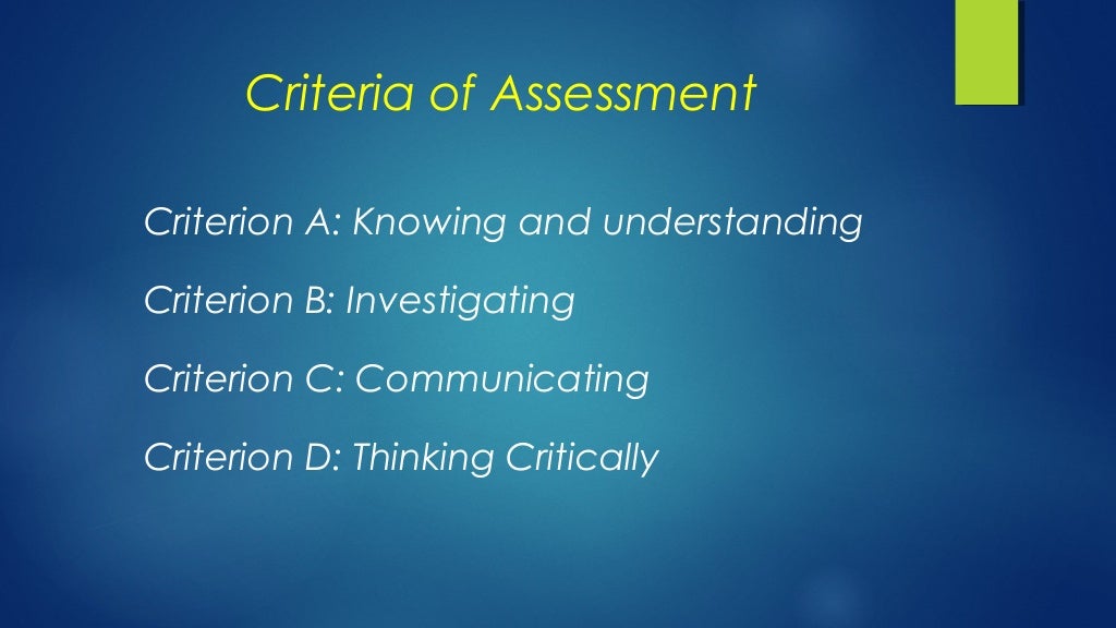 Myp Individuals And Society Criteria Of Assessment