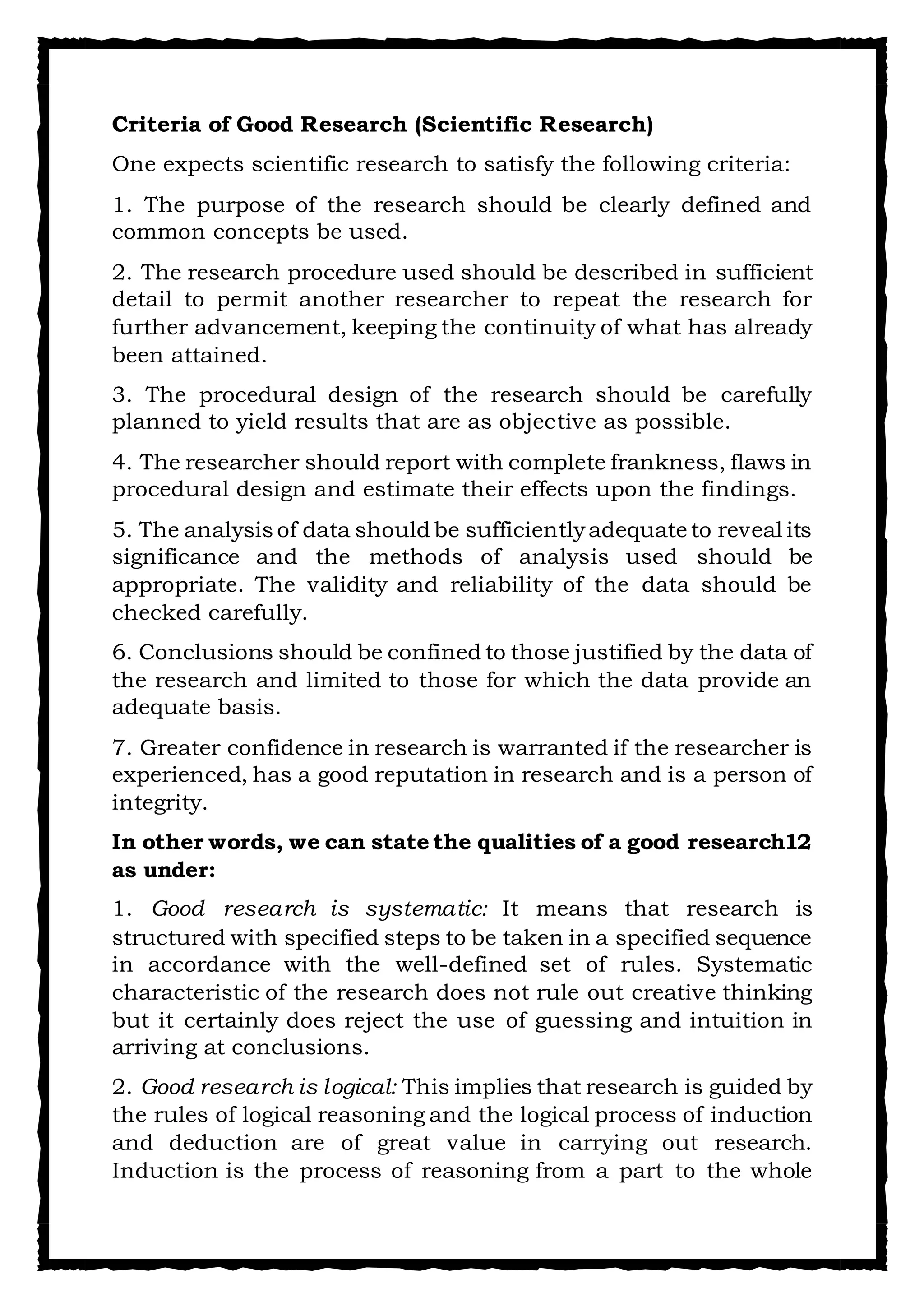 Criteria of good research | PDF