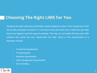 Criteria to Choose best Laboratory Information Management System | PDF