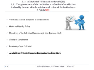 Criteria VI - GOVERNANCE,LEADERSHIP AND MANAGEMENT | PDF