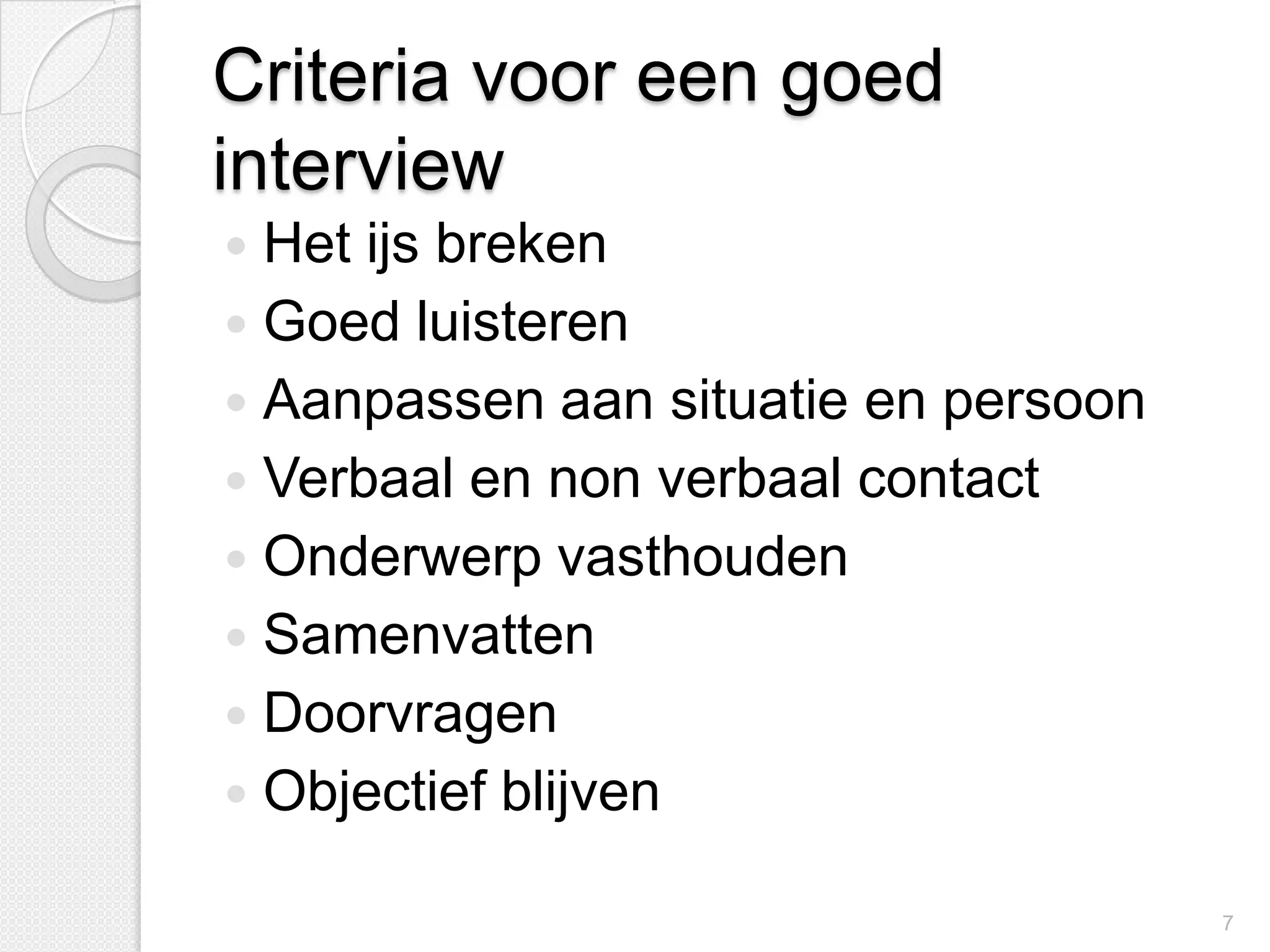 Criteria voor interview | PPT