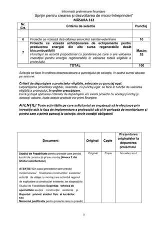 Criterii de selectie | DOC