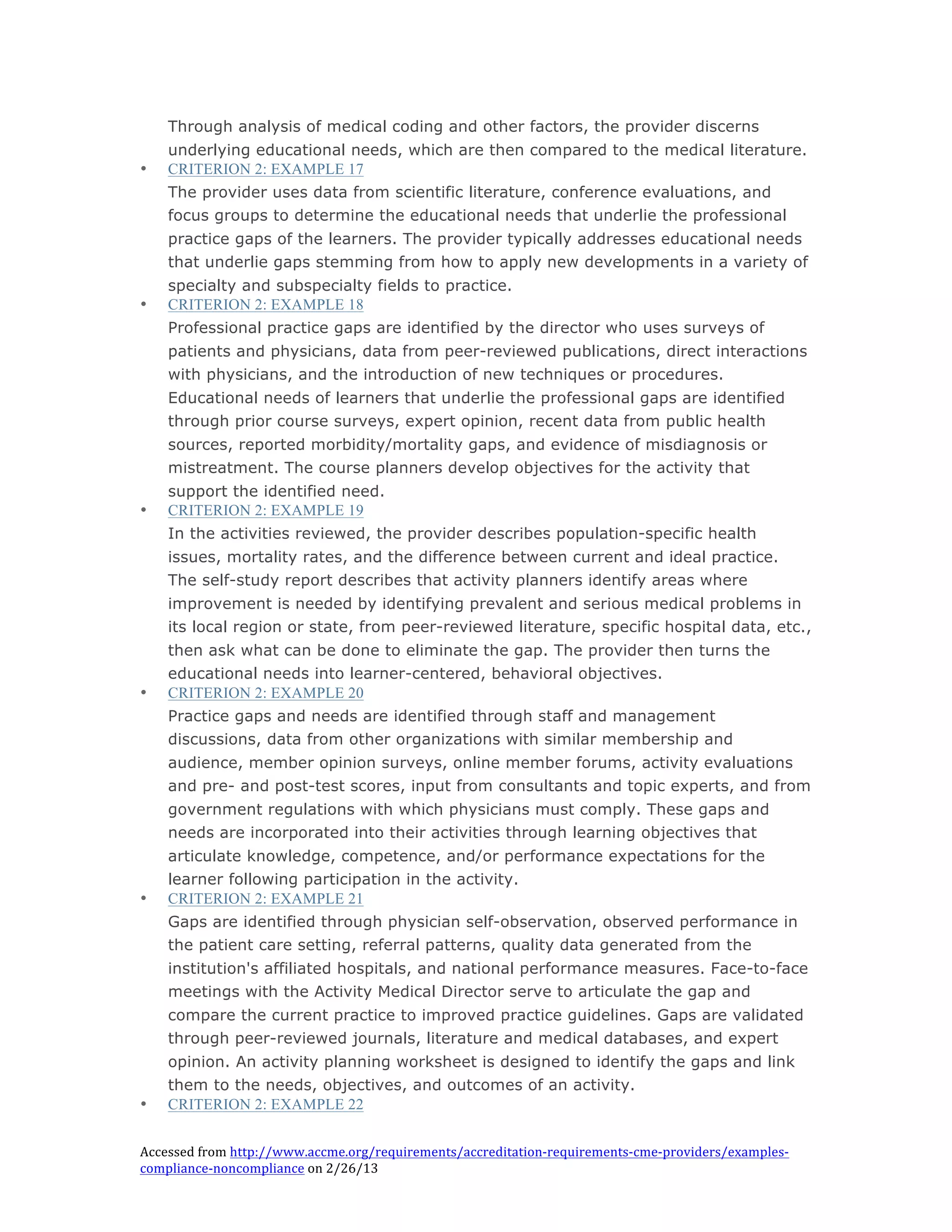 ACCME Criterion 2 (Examples of Compliance) | PDF