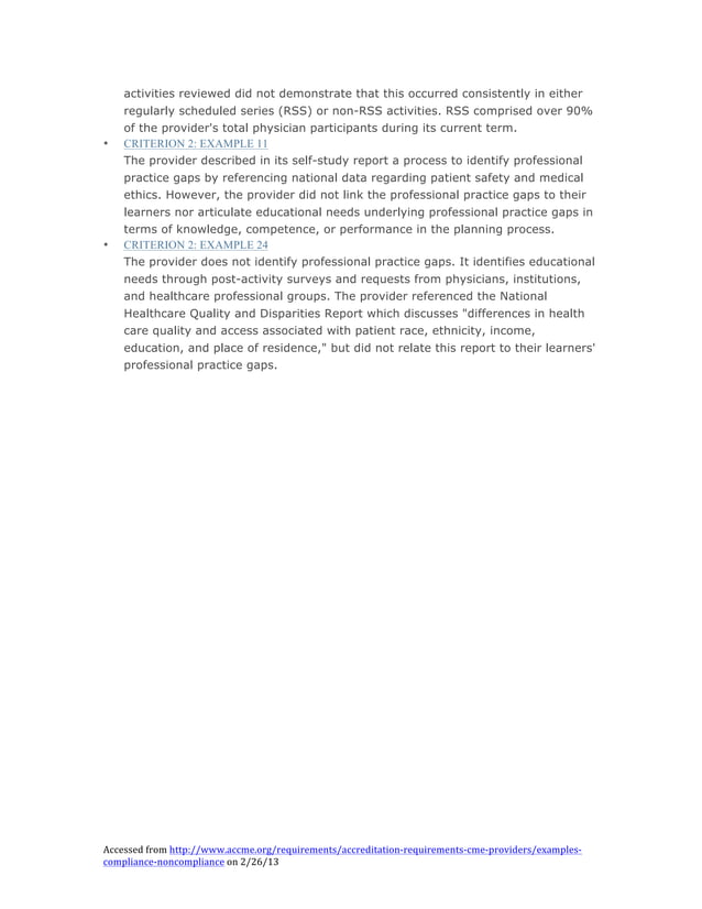 ACCME Criterion 2 (Examples of Non-Compliance) | PDF