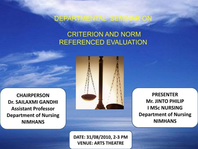 Criterion and norm referenced evaluation | PPTX