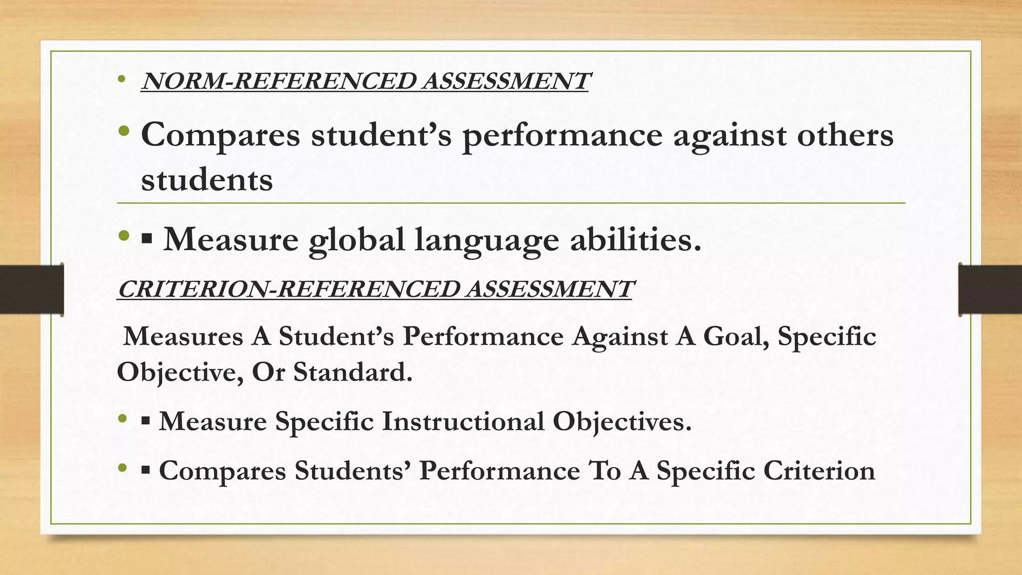 Norm Referenced and Criterion Referenced | PPTX