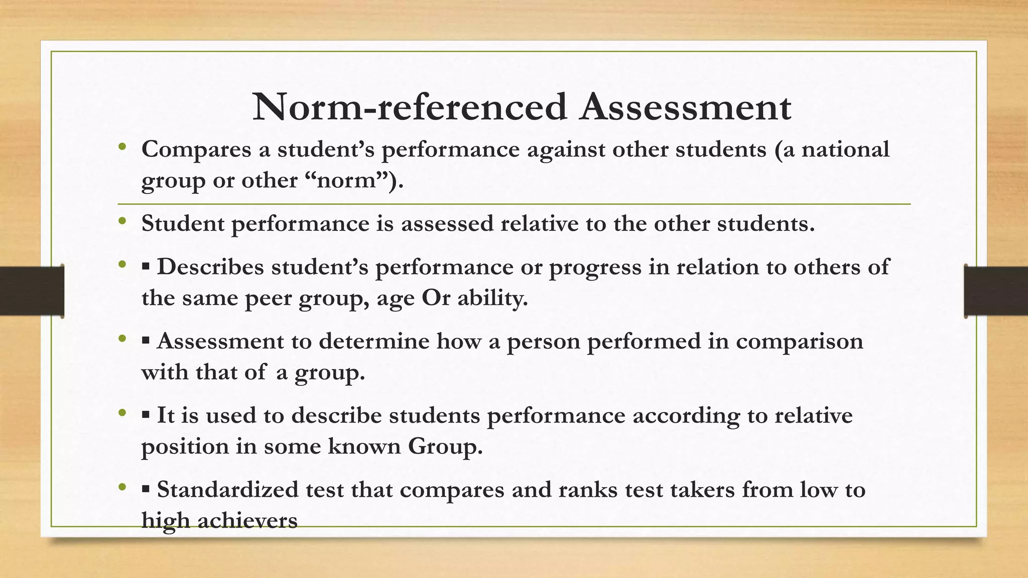 Norm Referenced and Criterion Referenced | PPTX