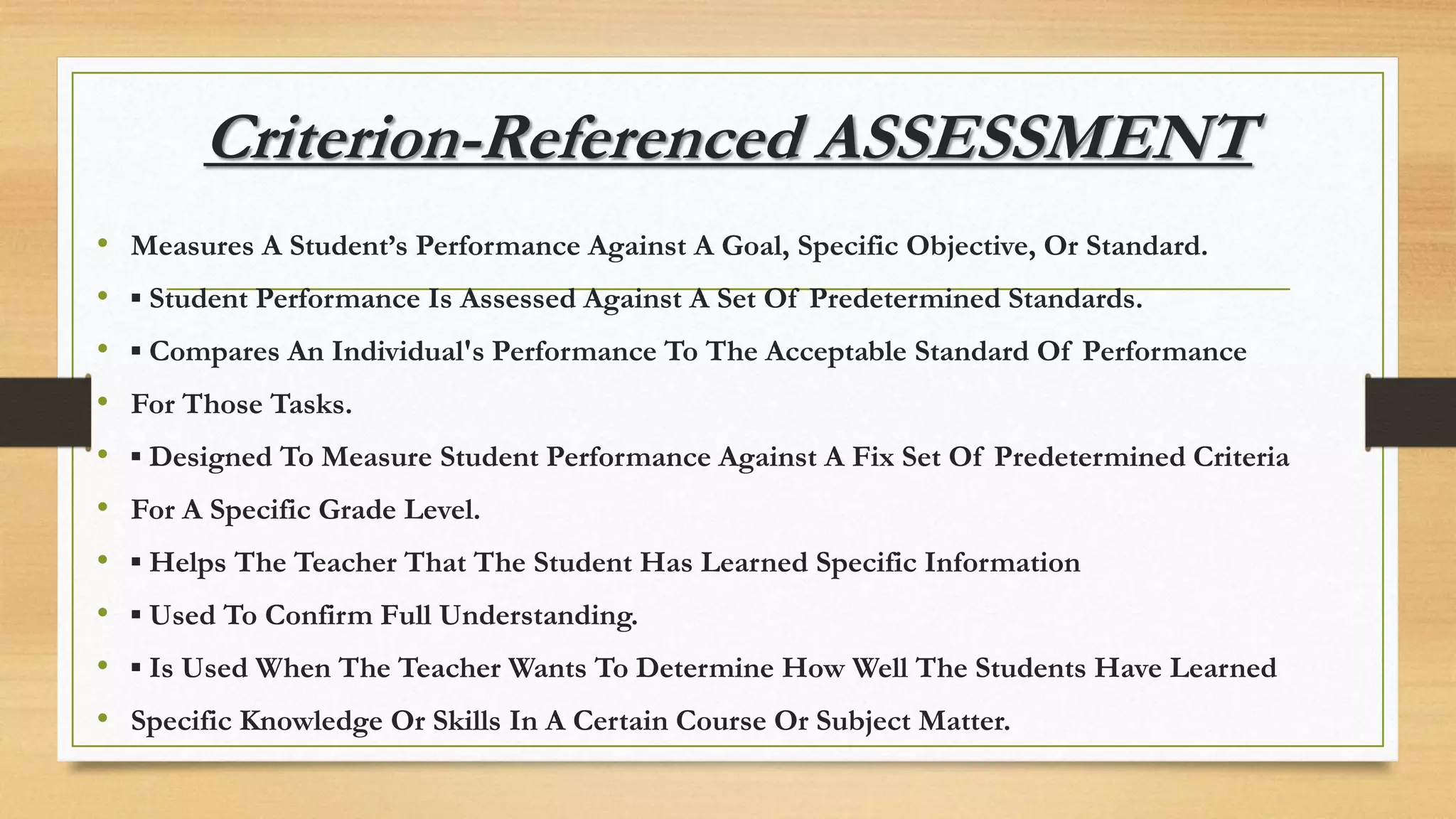 Norm Referenced and Criterion Referenced | PPTX