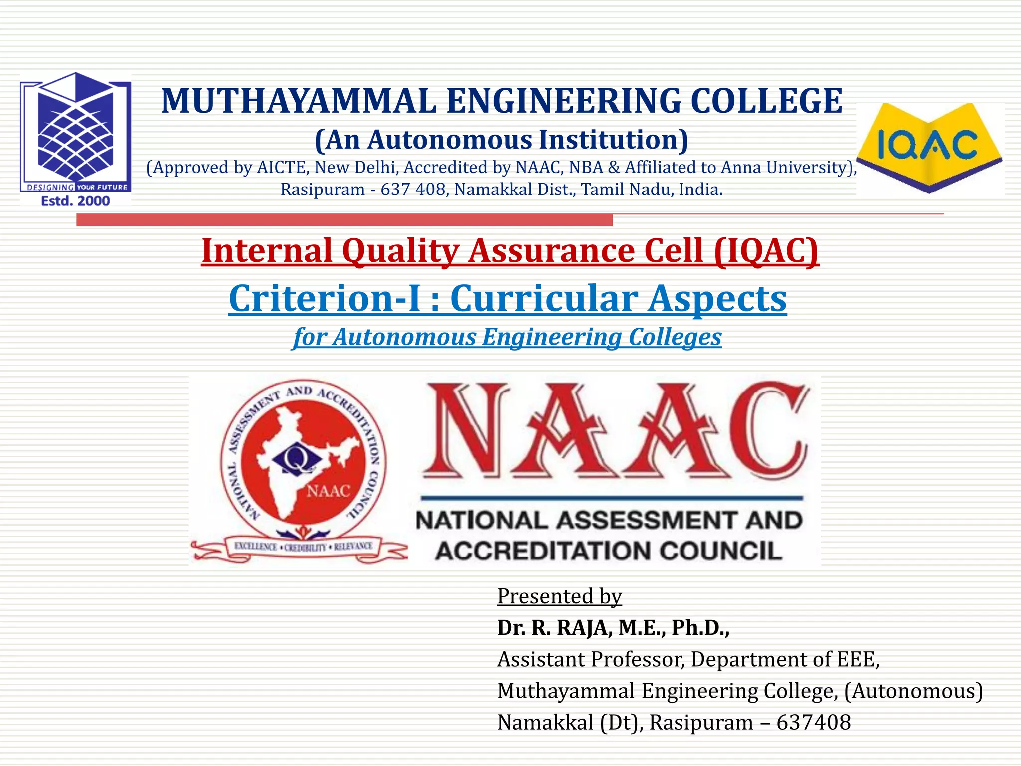 NAAC (Criterion-I : Curricular Aspects for Autonomous Engineering Colleges) | PDF
