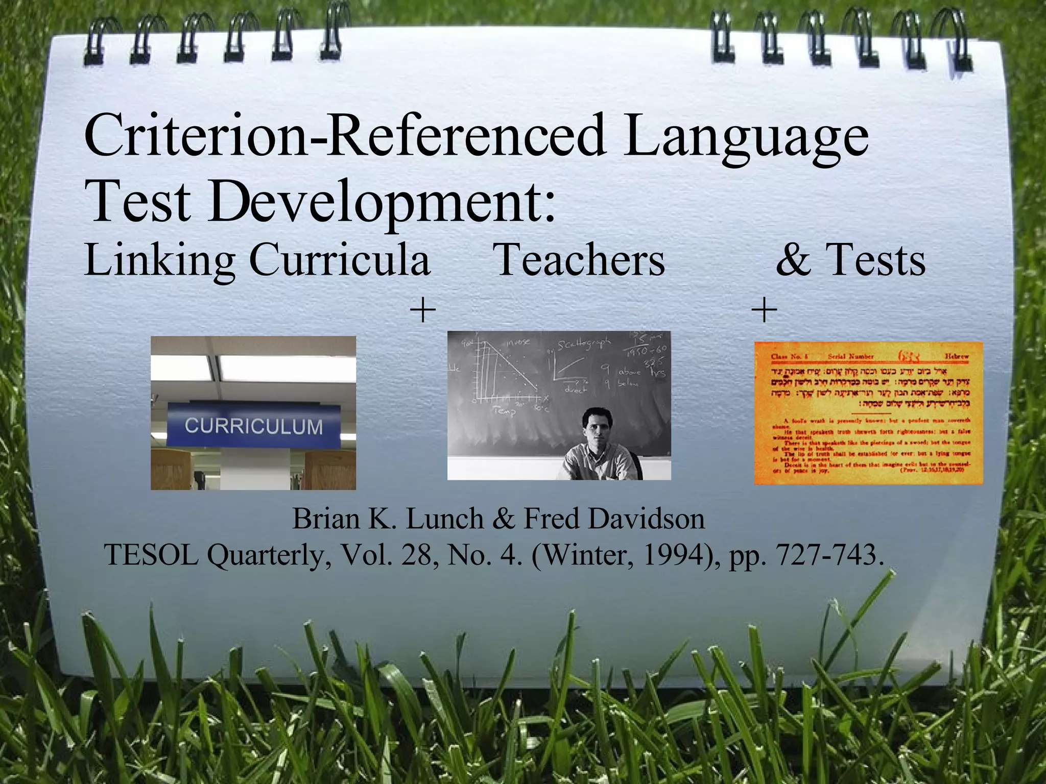 Criterion Referenced Language Testing Ppt