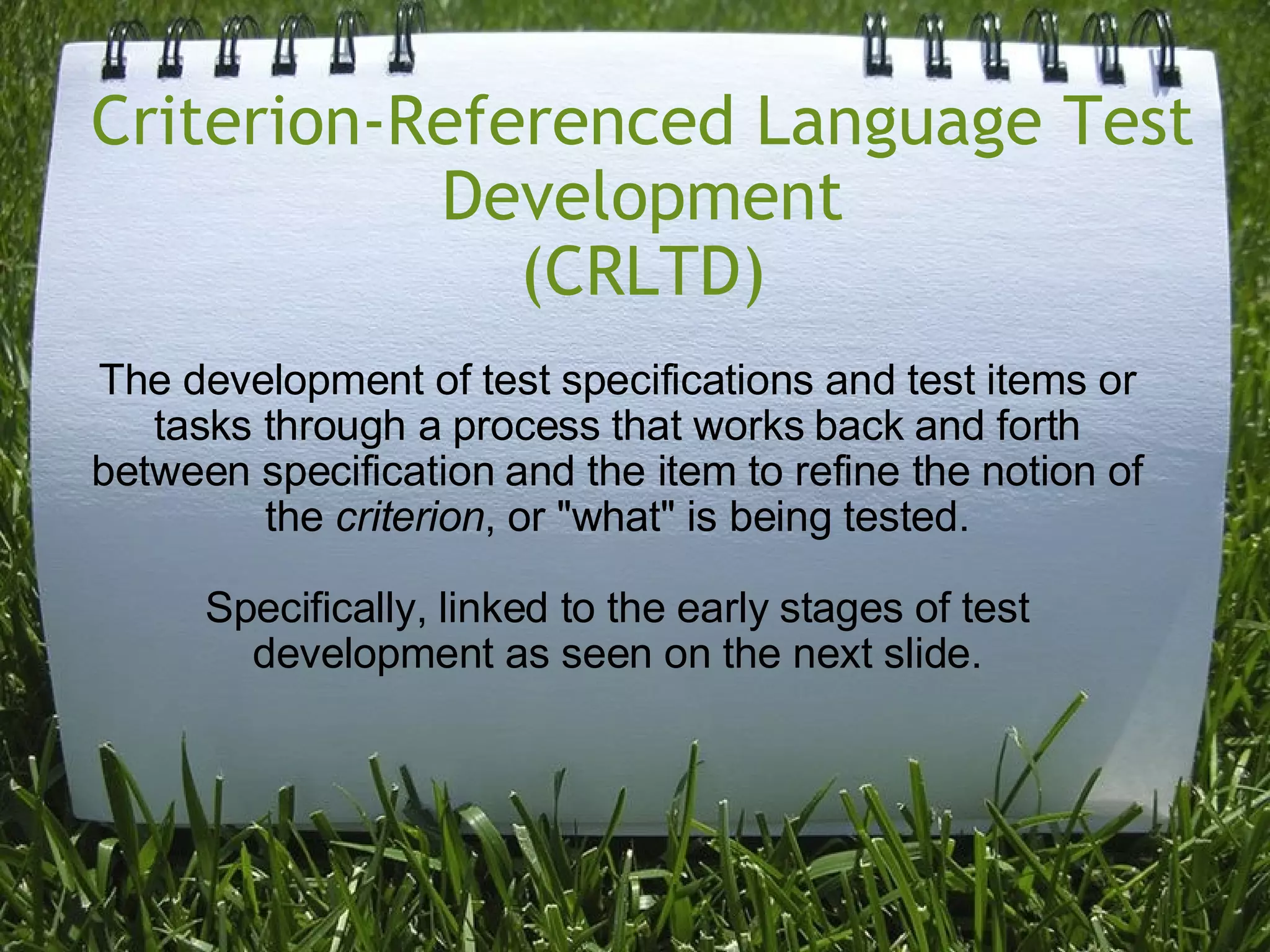 Criterion Referenced Language Testing Ppt