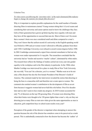 Criterion two essay | PDF | Movies | Entertainment