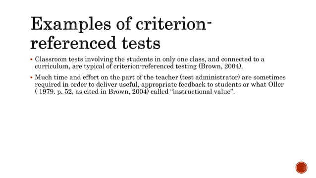 Criterion vs norm referenced testing