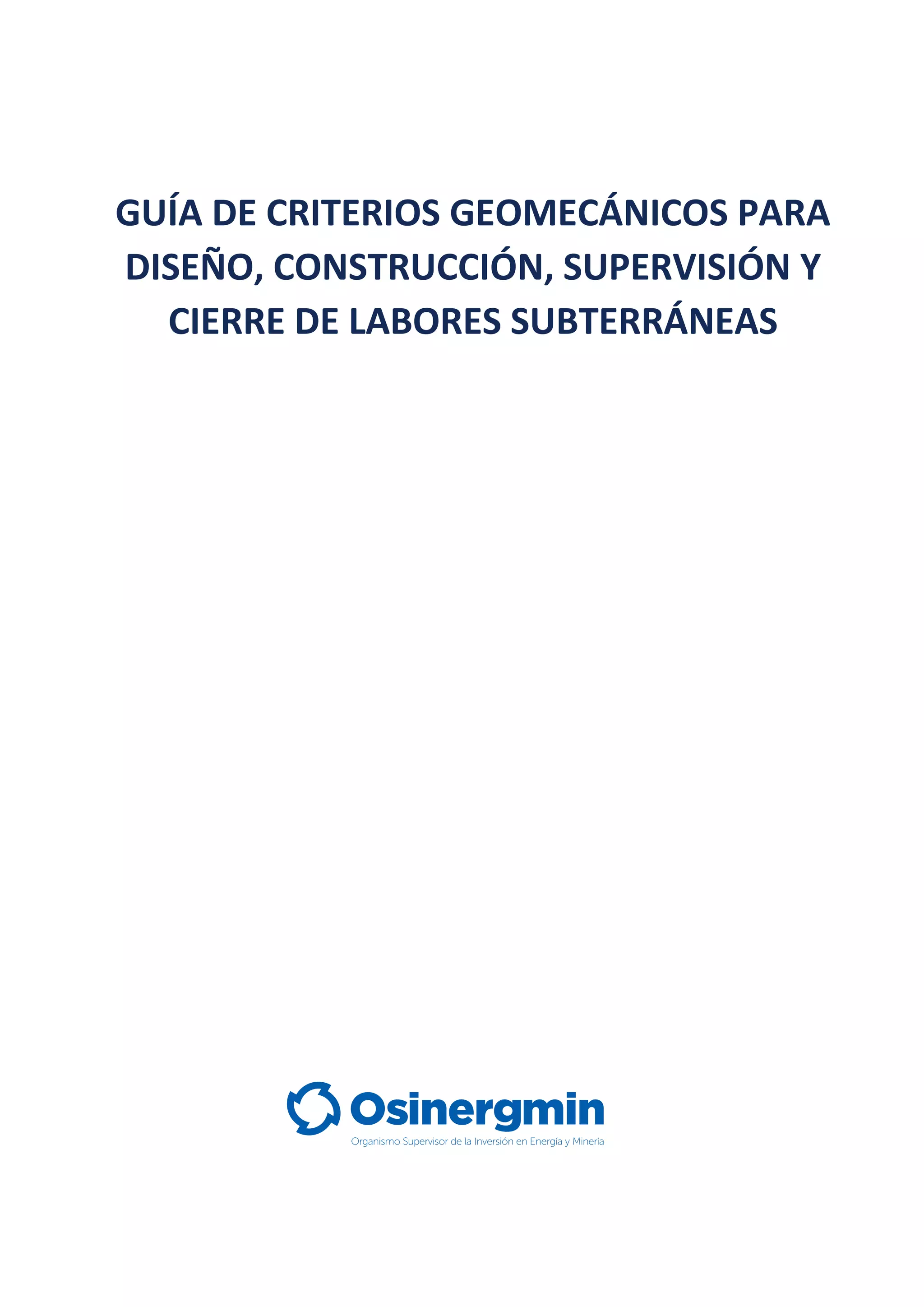 Criterios geomecanicos osinergmin | PDF
