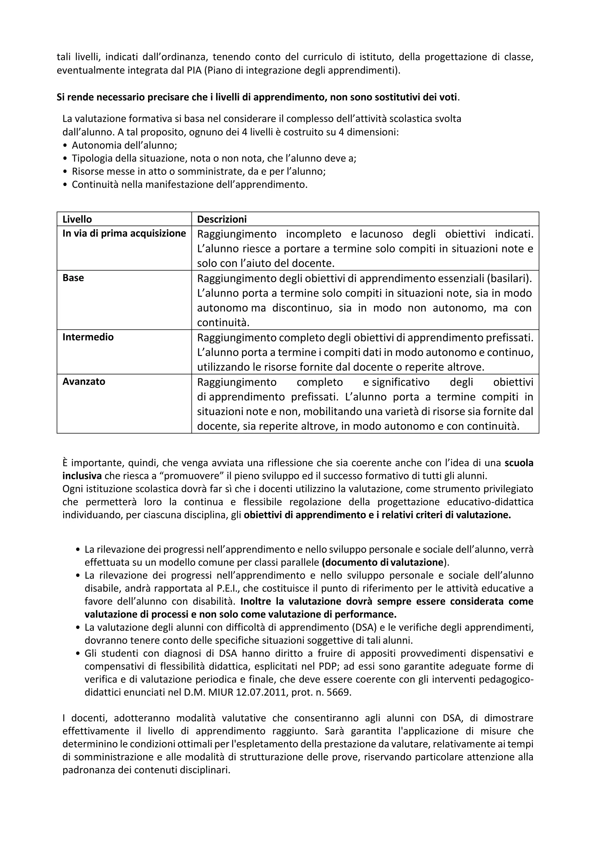 Criteri valutazione scuola primaria (primo quadrimestre) | PDF
