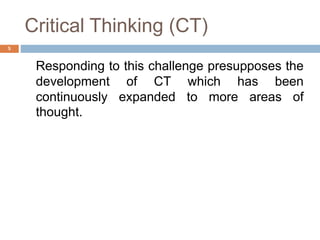 Teachers' critical thinking dispositions through their engagement in ...
