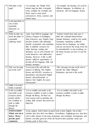 comparing two web sites | DOCX | Internet for Beginners | Internet