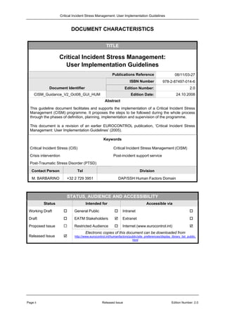 Critical incident-stress-management-user-implementation-guidelines | PDF