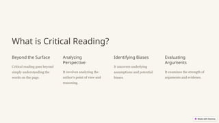 Critical Reading Looking for Ways of Thinking | PPTX