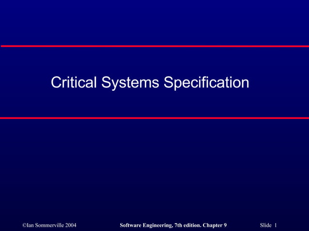 Critical System Specification in Software Engineering SE17 | PPT ...