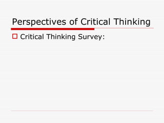 Critical Thinking in Education | PPT