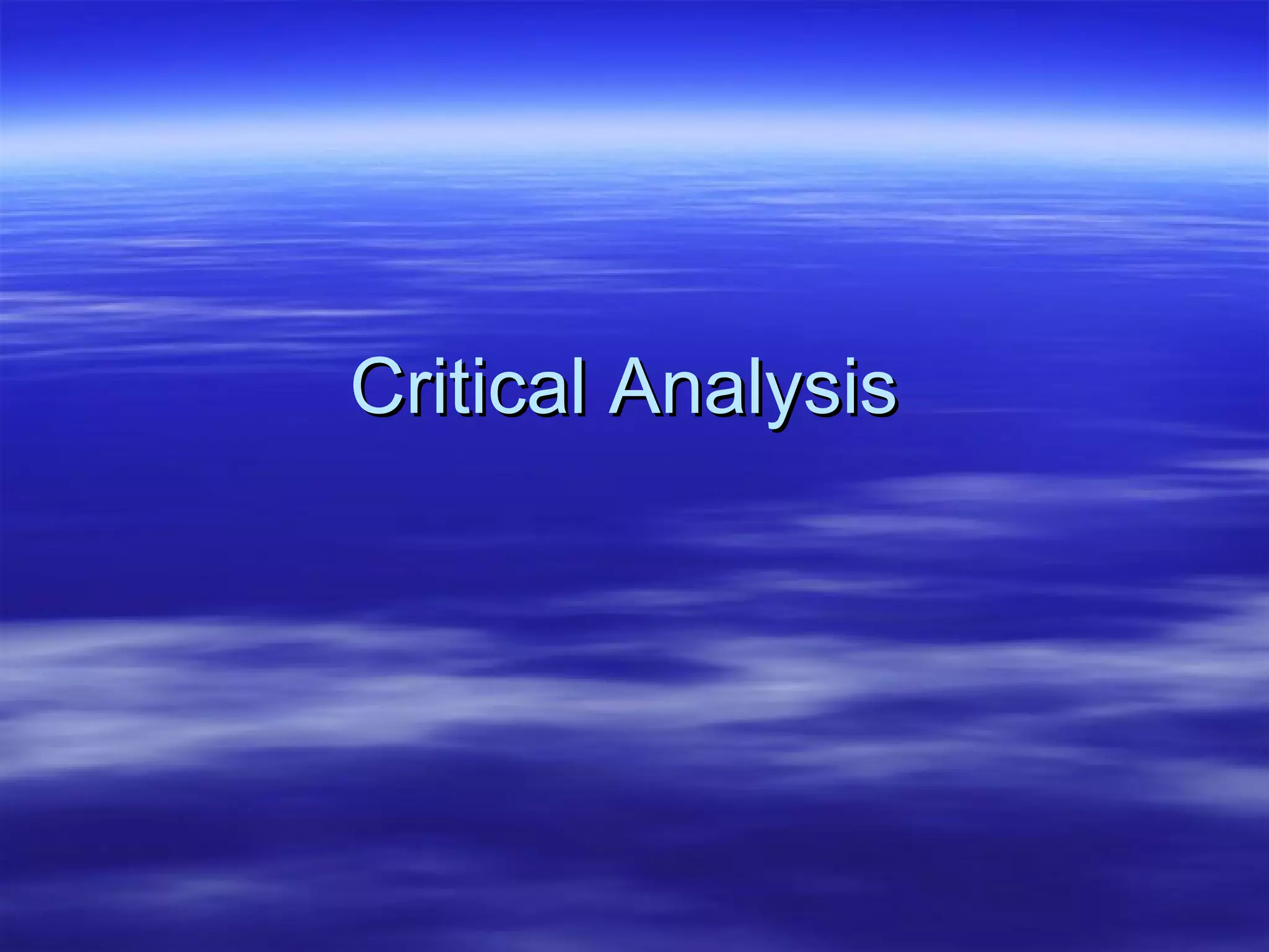 Critical analysis | PPT