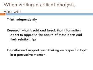 Critical analysis | PPT