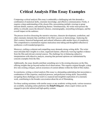 Critical Analysis Film Essay Examples.pdf