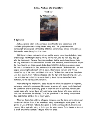 The Bear-William Faulkner Harvest-Loreto Paras Sulit | DOCX