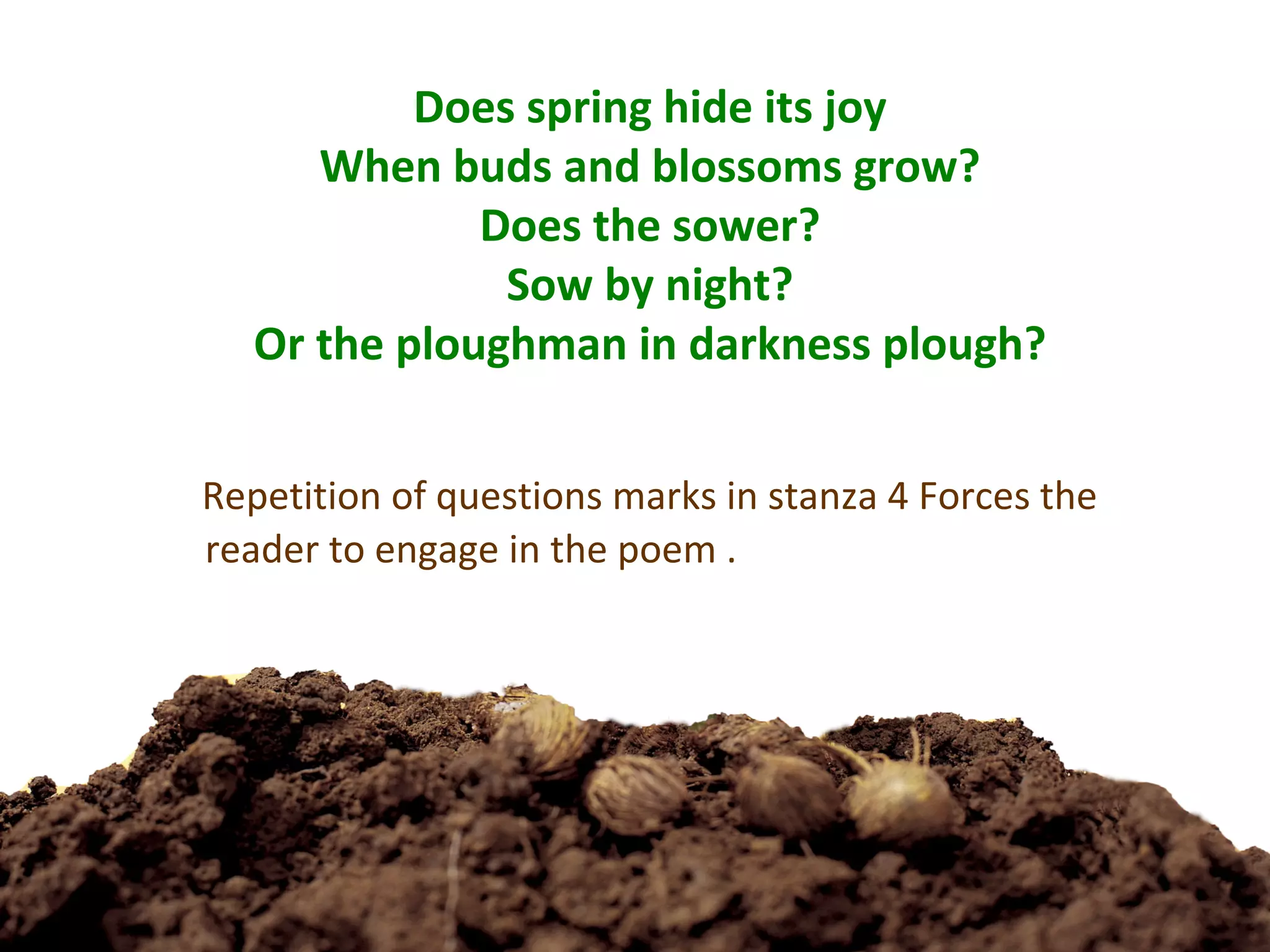 Critical analysis of poem Earth's Answer | PPT