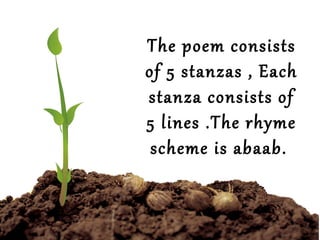 Critical analysis of poem Earth's Answer | PPT