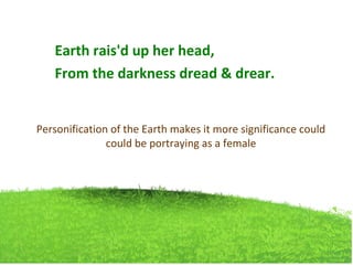 Critical analysis of poem Earth's Answer | PPT