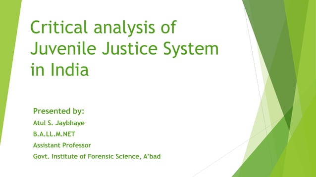 Critical analysis of juvenile justice system ppt | PPTX | Crime ...