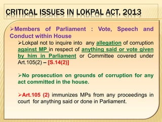 Critical Analysis of Lokpal and Lokayuktas Act, 2013 | PPTX