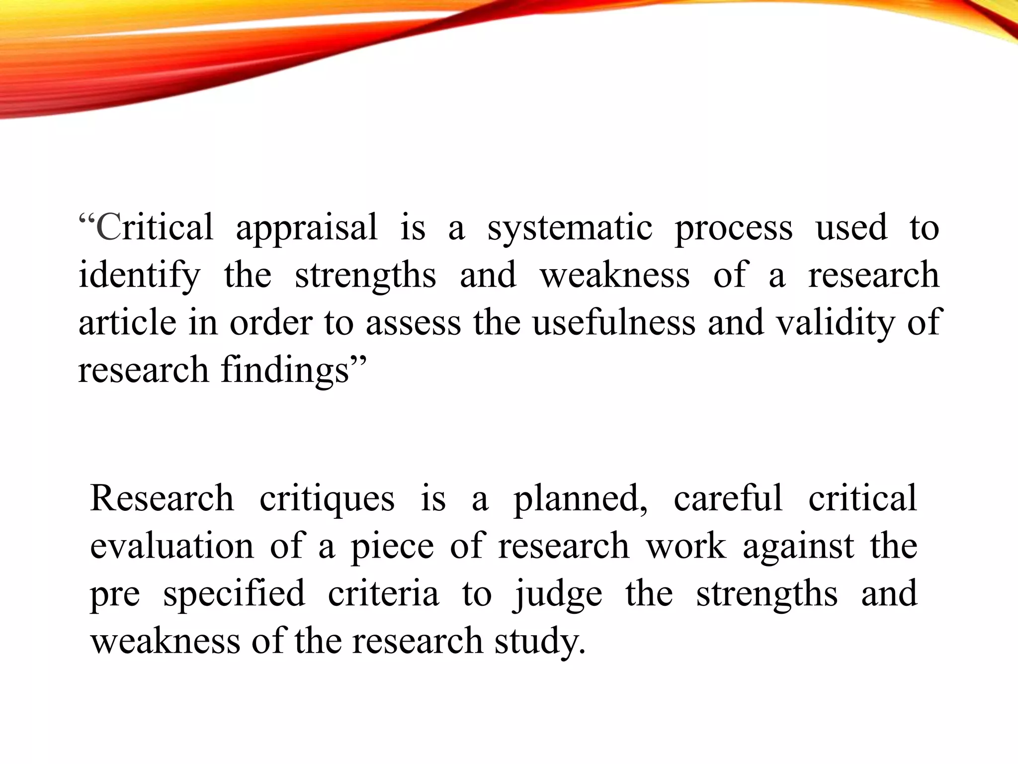 Critical analysis of research article | PPTX
