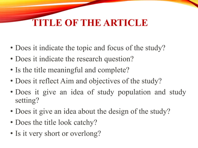 Critical analysis of research article | PPTX | Publishing Industry ...